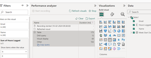 How to run a query against a dataset in power automate